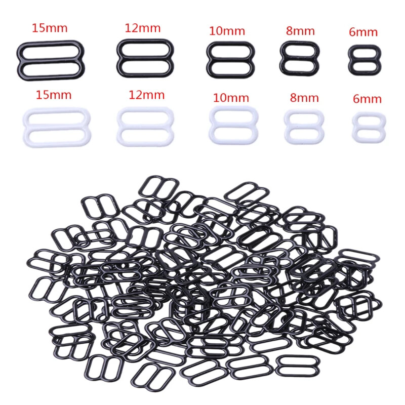 100Pcs Metal Bra Strap Adjuster Slider 8 Hook Lingerie Sewing Crafts ...
