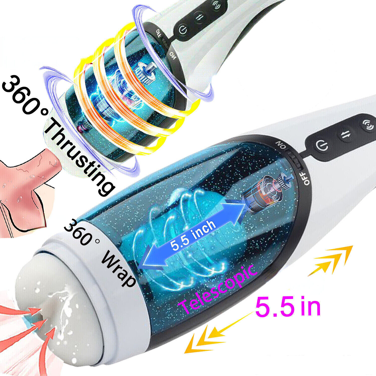 Male Masturbaters Automatic Handsfree Telescopic Sucking Cup Stroker ...