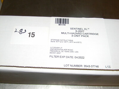 Sentinel XL S-2027 Multi Hazard Cartridge CL/HC/SD/CD/AM, 3 Units, Exp ...