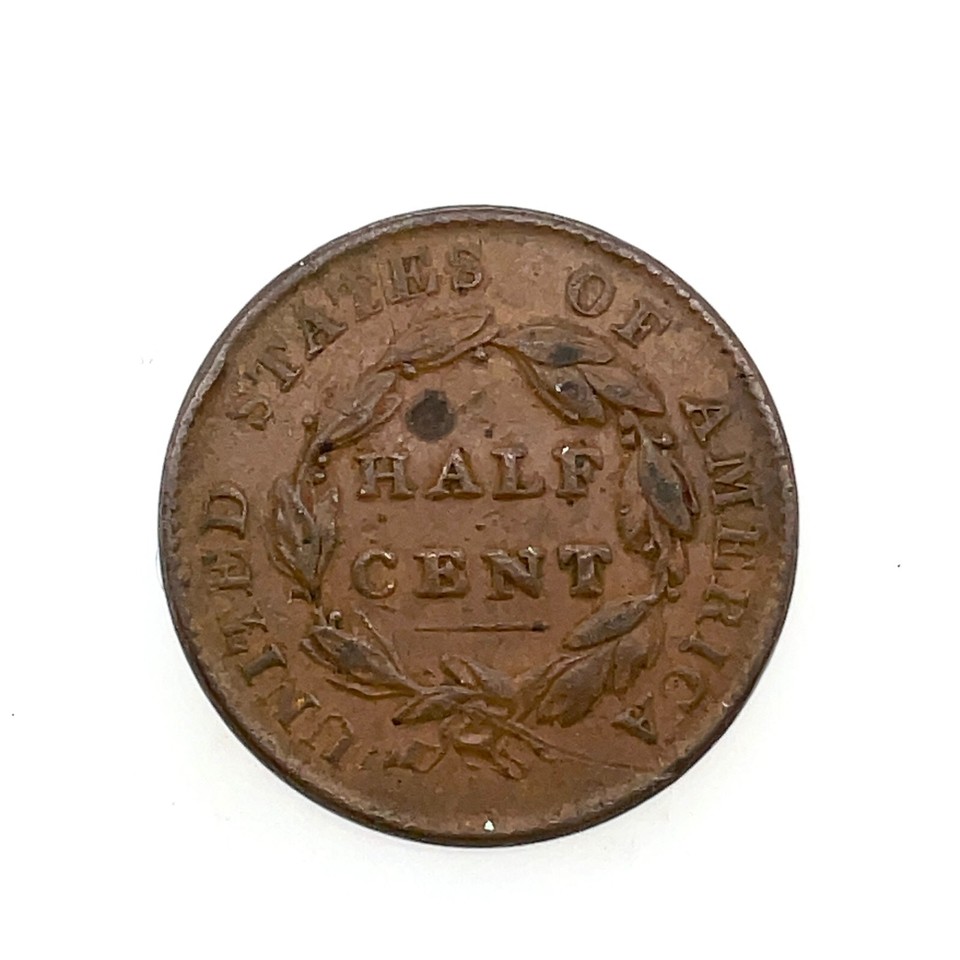 1825 Classic Head Half Cent 1/2c High Grade BN Brown XF/AU Collectible ...