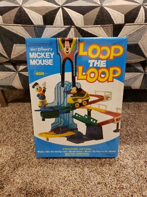 NEW! VTG WALT DISNEY MICKEY MOUSE LOOP THE LOOP PLAYSET NIB ILLCO TOY ...