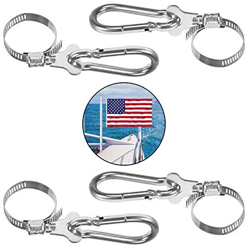 4Pcs Flagpole Ring,Stainless Steel Adjustable Flag Pole Rings Clamp ...