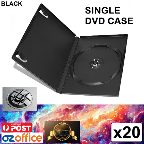 PREMIUM 20 x SINGLE BLACK DVD Case DVD Covers w/ Clear Outer Wrap 14mm ...