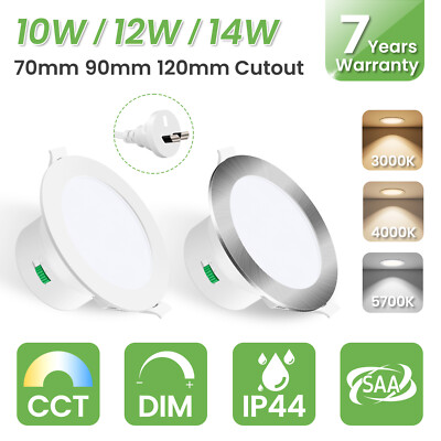 LED Downlights Kit 70mm/90mm/120mm Tri Color 10W/12W/14W Dimmable & Non ...