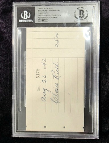 Babe Ruth Collection Estate Check Stub Auto Signed By Claire Beckett ...
