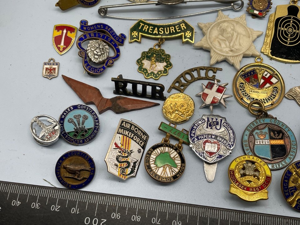 Large Group of Vintage Army Badges, Medals, Medallions, Compass, Pin ...