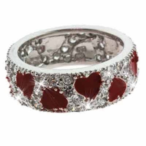 925 Silver Red Enamel & CZ Ring Size 9 | eBay