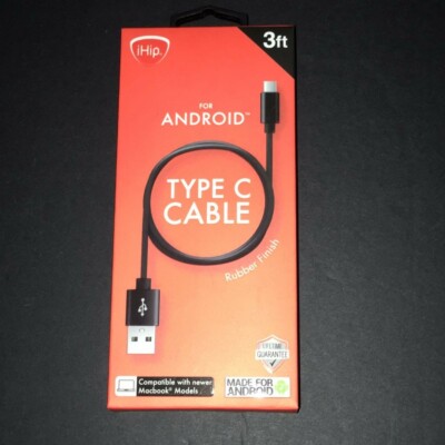 iHip 3ft Type C USB Cable w/Rubber Finish for Android Devices - New ...