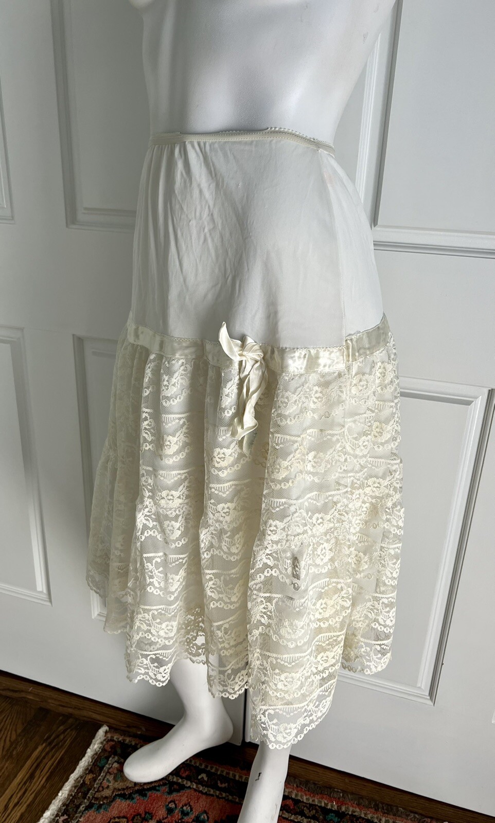 Vintage 1950's Ivory Nylon Half Slip Crinoline Two Ti… - Gem