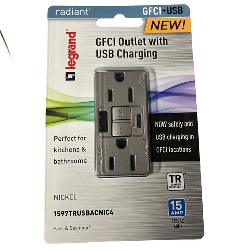Legrand Radiant 15A Tamper-Resistant GFCI Outlet with USB Type-A & Type ...
