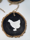 Chalk Painted Ornament Wood Disc Farmhouse Farm Animal Pig Cow Chicken ...