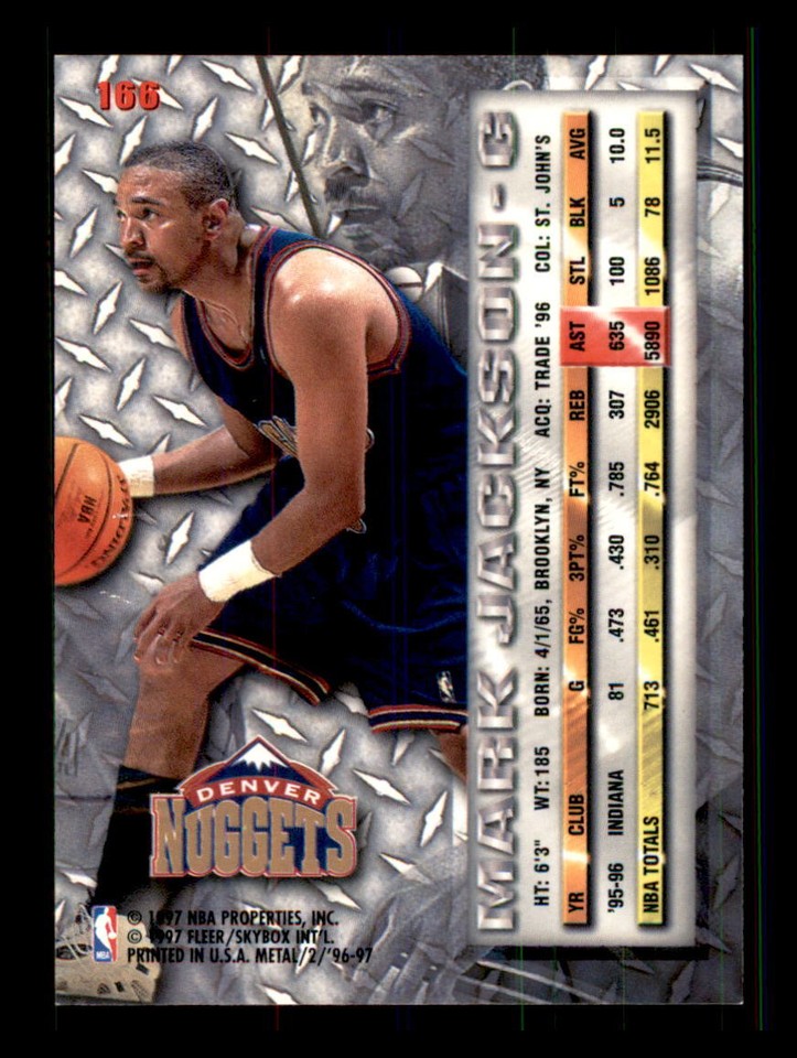 1996 Basketball Metal Mark Jackson Denver Nuggets #166 | eBay
