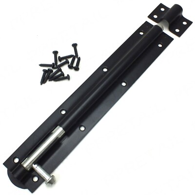 EXTRA LONG BLACK SLIDE BOLT 10"/250mm Tower Steel Door Lock Catch ...