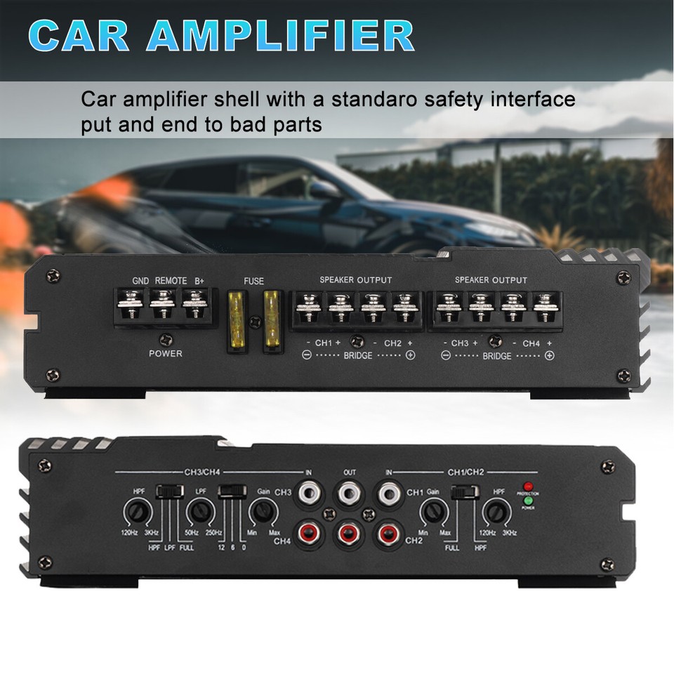 9900W 12V 4 Channel Car Amplifier Stereo Audio Speaker Amp System ...