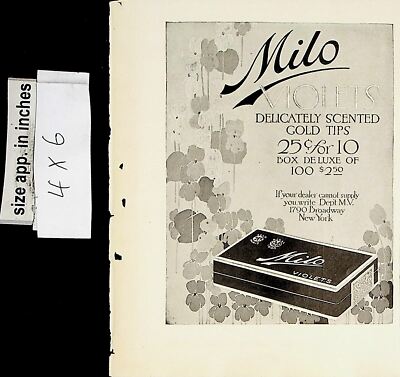 1919 Milo Violets Delicately Scented Vintage Print Ad 6223 | eBay