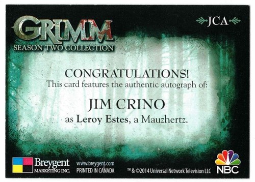 Grimm Season 2. Jim Crino As Leroy Estes Green Ink Autograph Card #JCA ...