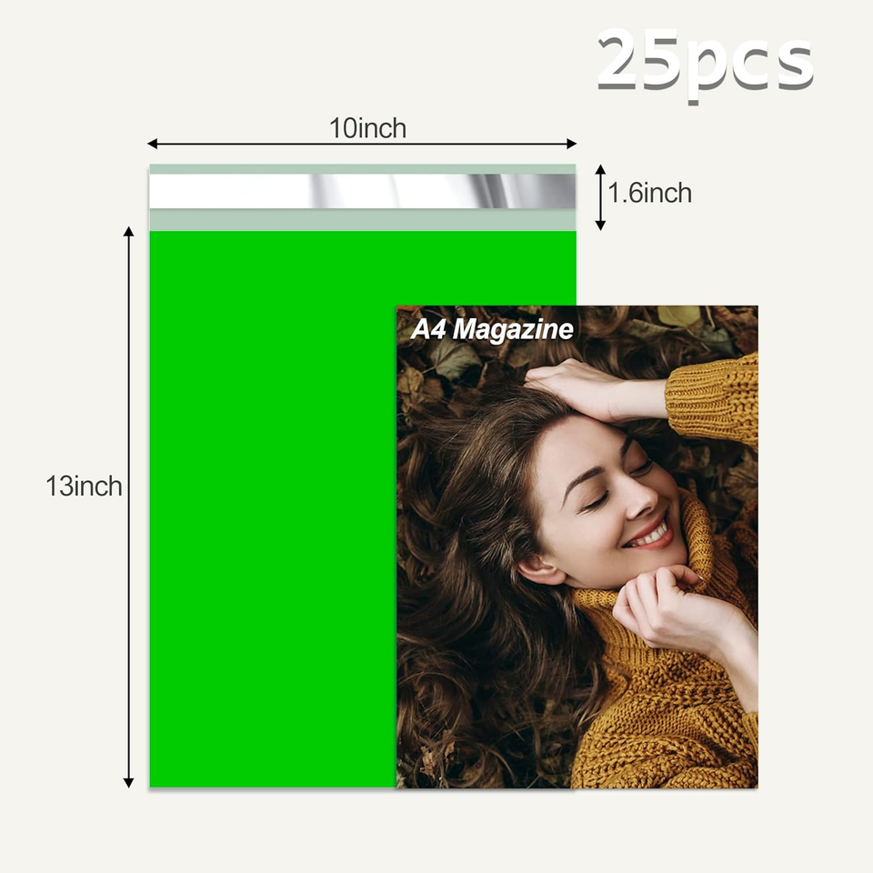 Green Poly Mailers 10X13 25 Pcs Pink Self-Seal Shipping Bags, Packaging ...