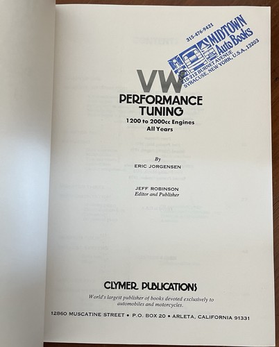 VW Performance Tuning 1200 - 2000cc Volkswagen Engines 1954 - 1977 ...