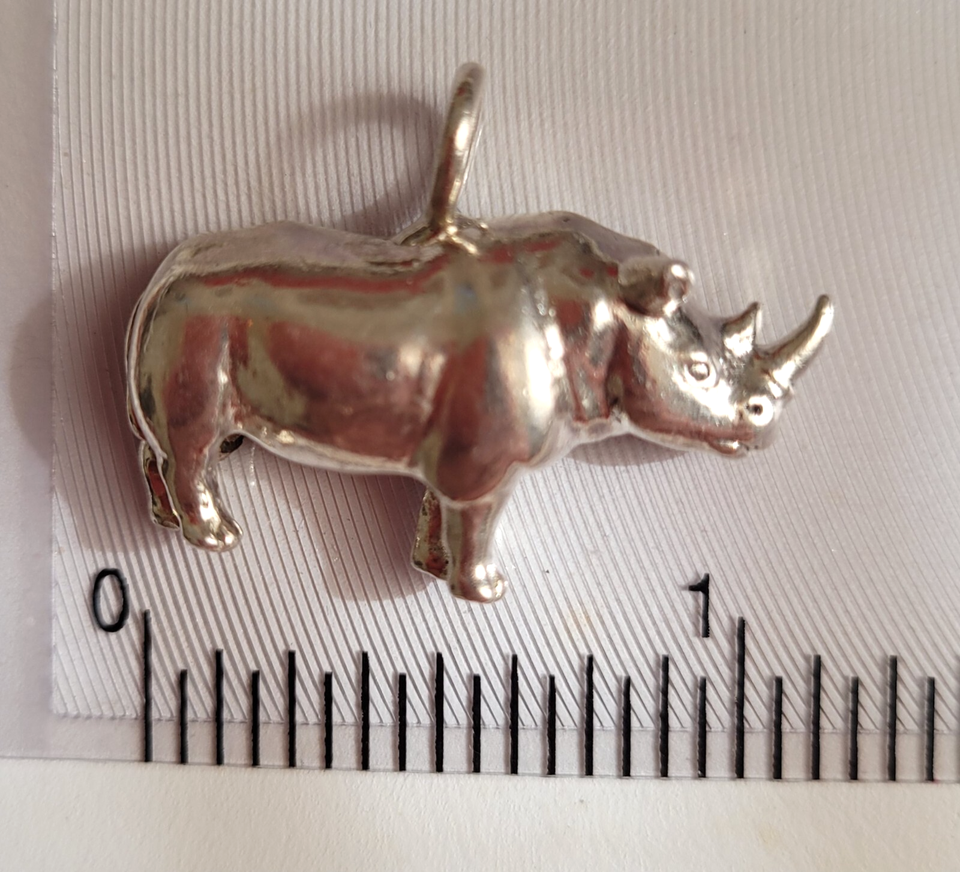 Vintage Sterling Silver RHINOCEROS PENDANT | eBay