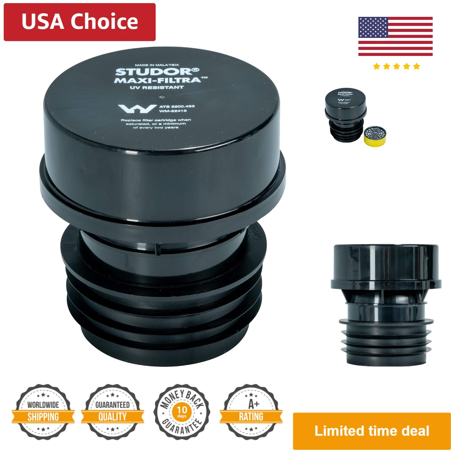 Maxi-Filtra Septic Tank Drain Vent Two-Way Active Carbon Filter, 3- or ...
