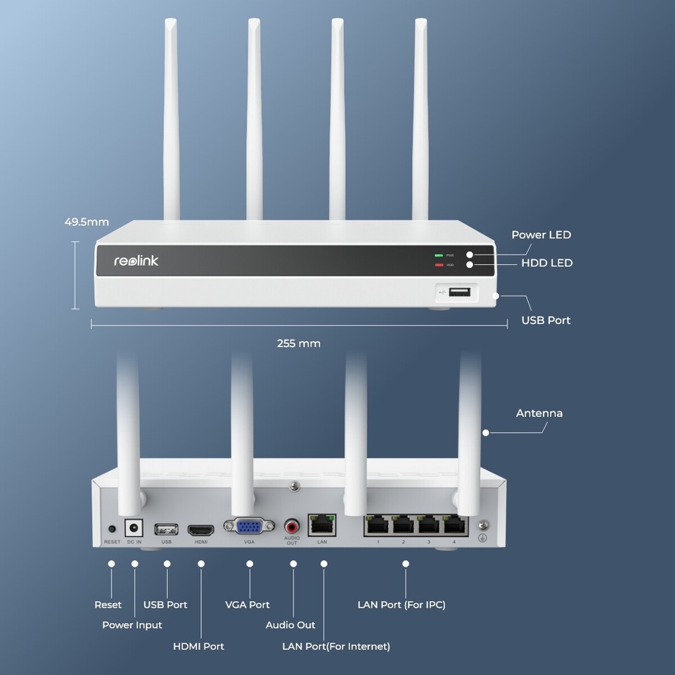 Reolink RLN12W 4K Wireless WIFI NVR Video Recorder for IP Security ...