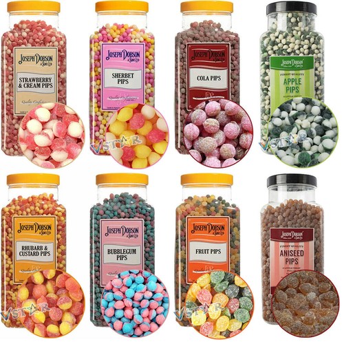 JOSEPH DOBSON SHERBET PIPS BUBBLEGUM FRUIT COLA BLUE RASPBERRY MIXED ...