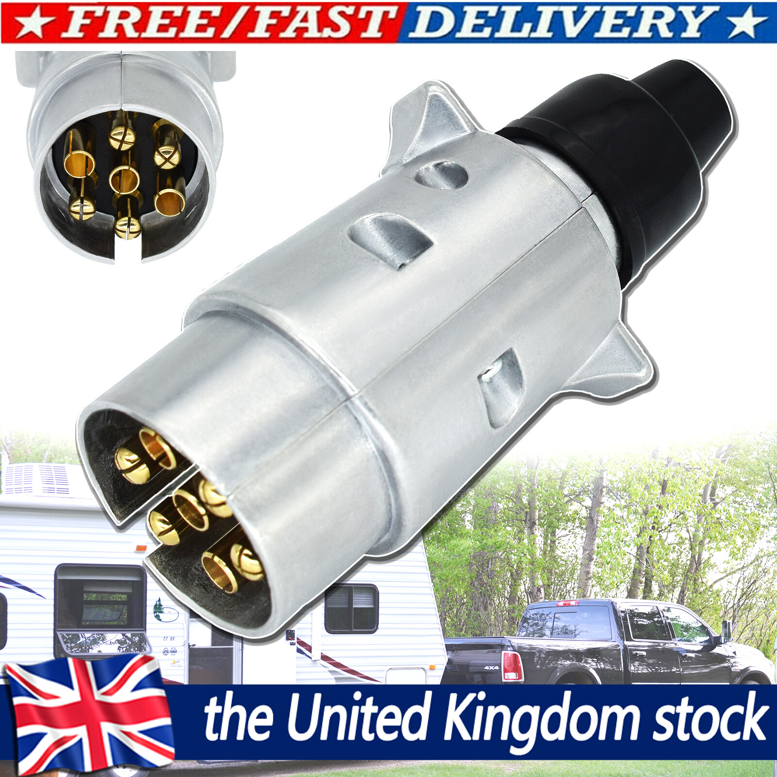 Heavy Duty 7 Pin 12V Electric Trailer Towing Plug Wiring Connector ...