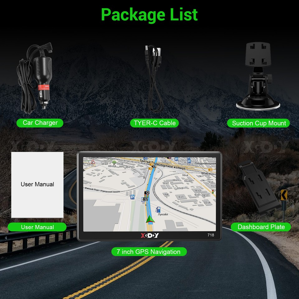 XGODY 7'' Sat Nav Car HGV LGV GPS Navigation Navigator System Free US ...
