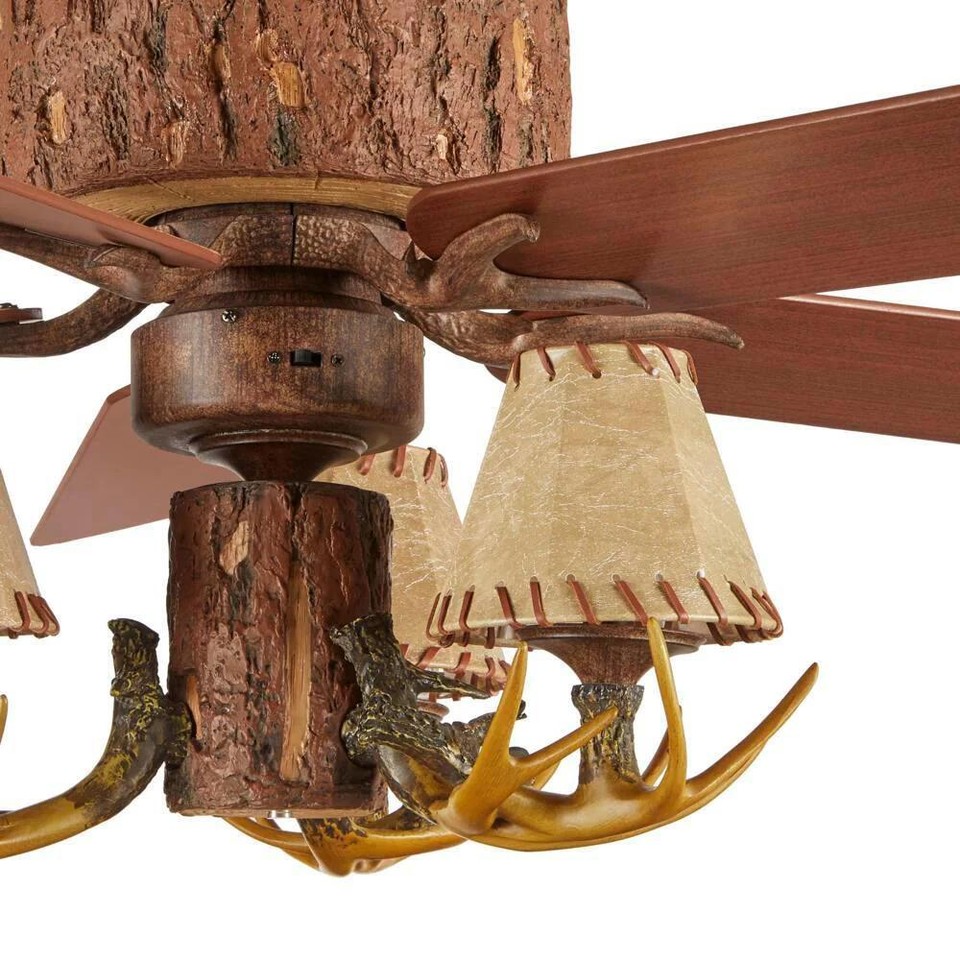Lodge Ceiling Fan 52 in. Rustic Style Antler Kit LED Nutmeg Light ...