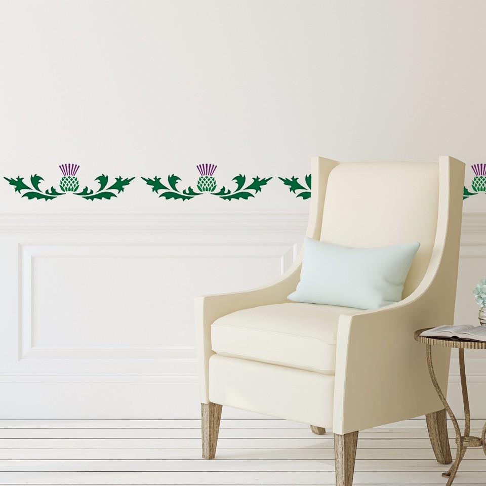 Thistle Border Stencil / Laser-Cut Mylar Scottish Thistle Wall Stencil ...