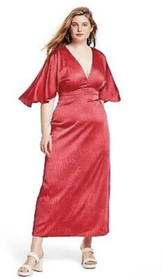 Fe Noel by Target Women's Maxi Dress Size 4 Red Fuchsia Palm Leaf ...