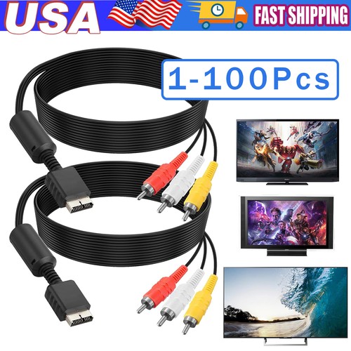 6 Feet AV to RCA Audio Video Composite Cable Cord For Sony PS1 PS2 PS3 ...