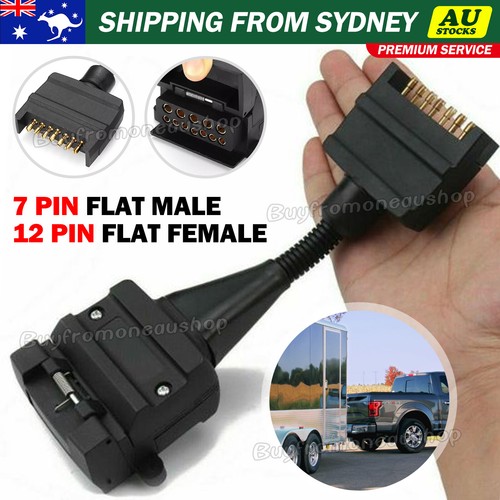 12 PIN FEMALE SOCKET TO 7 PIN FLAT PLUG TRAILER ADAPTOR CARAVAN WIRING ...