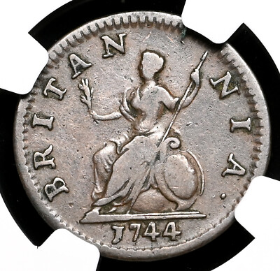 GREAT BRITAIN. George II, Copper Farthing, 1744, NGC VF30 BN | eBay