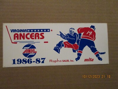 ACHL Virginia Lancers Vintage Defunct 1986-87 Team Logo Hockey Bumper ...