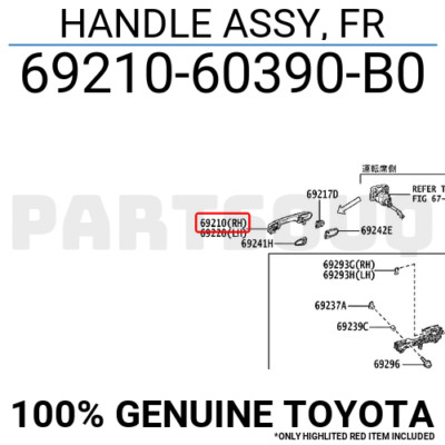6921060390B0 Genuine Toyota HANDLE ASSY, FR 69210-60390-B0 | eBay