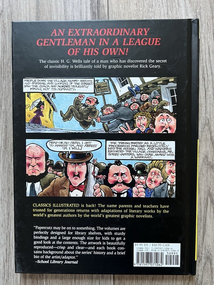 Classics Illustrated # 2 The Invisible Man Papercutz 2008 HC Rick Geary ...