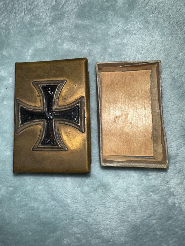 WW1 Brass Matchbox Holder, German Iron Cross Trench Art | eBay