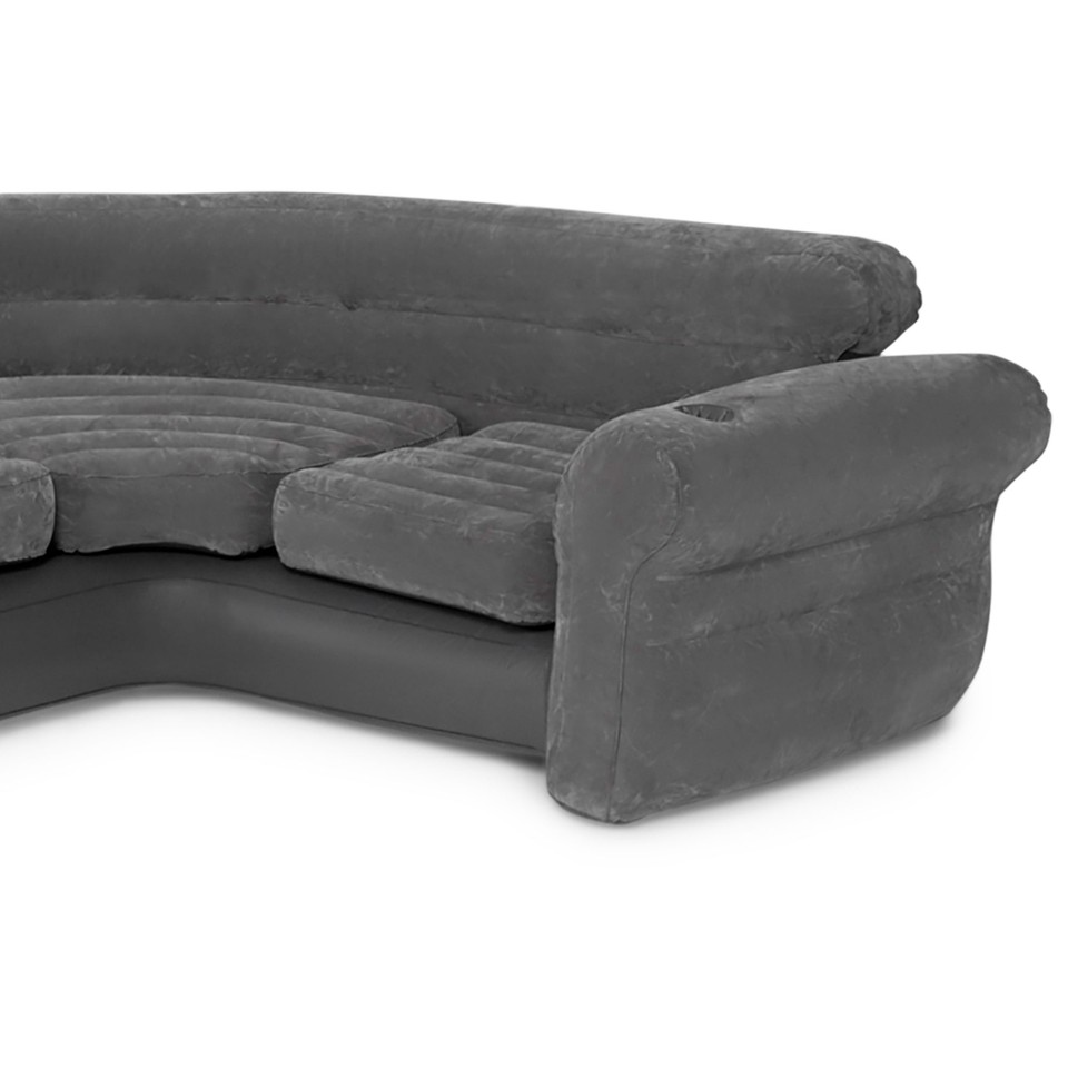 Intex Inflatable Indoor Corner Couch Sectional Sofa w/ Cupholders Gray ...