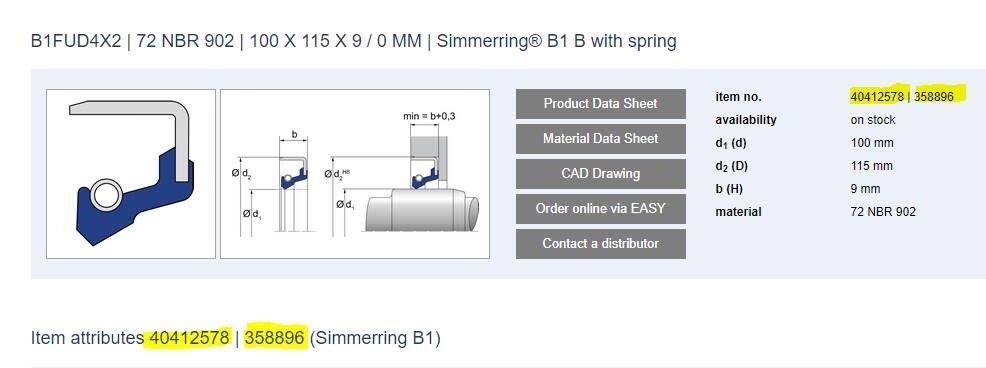 Shaft Seal Freudenberg Simmering B1 35889616 (7 Pieces) | eBay