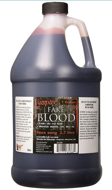 Gallon of Fake Red Liquid Blood Bottle Theatrical Makeup Halloween Prop ...