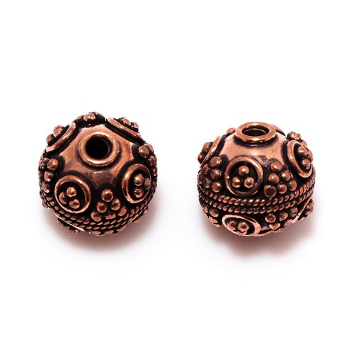 4 Pcs 14mm Solid Copper Bali Bead Antique Copper hj-995 | eBay