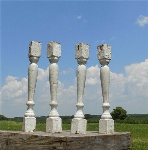 4 Balusters White Wood Architectural Salvage Spindles Porch Post House ...