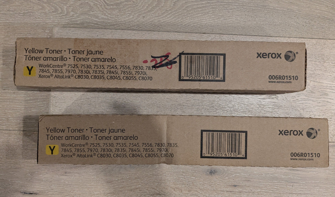 Lot of 2 - Xerox WorkCentre 7525 7530 7535 7545 006R01510 Yellow Toner ...