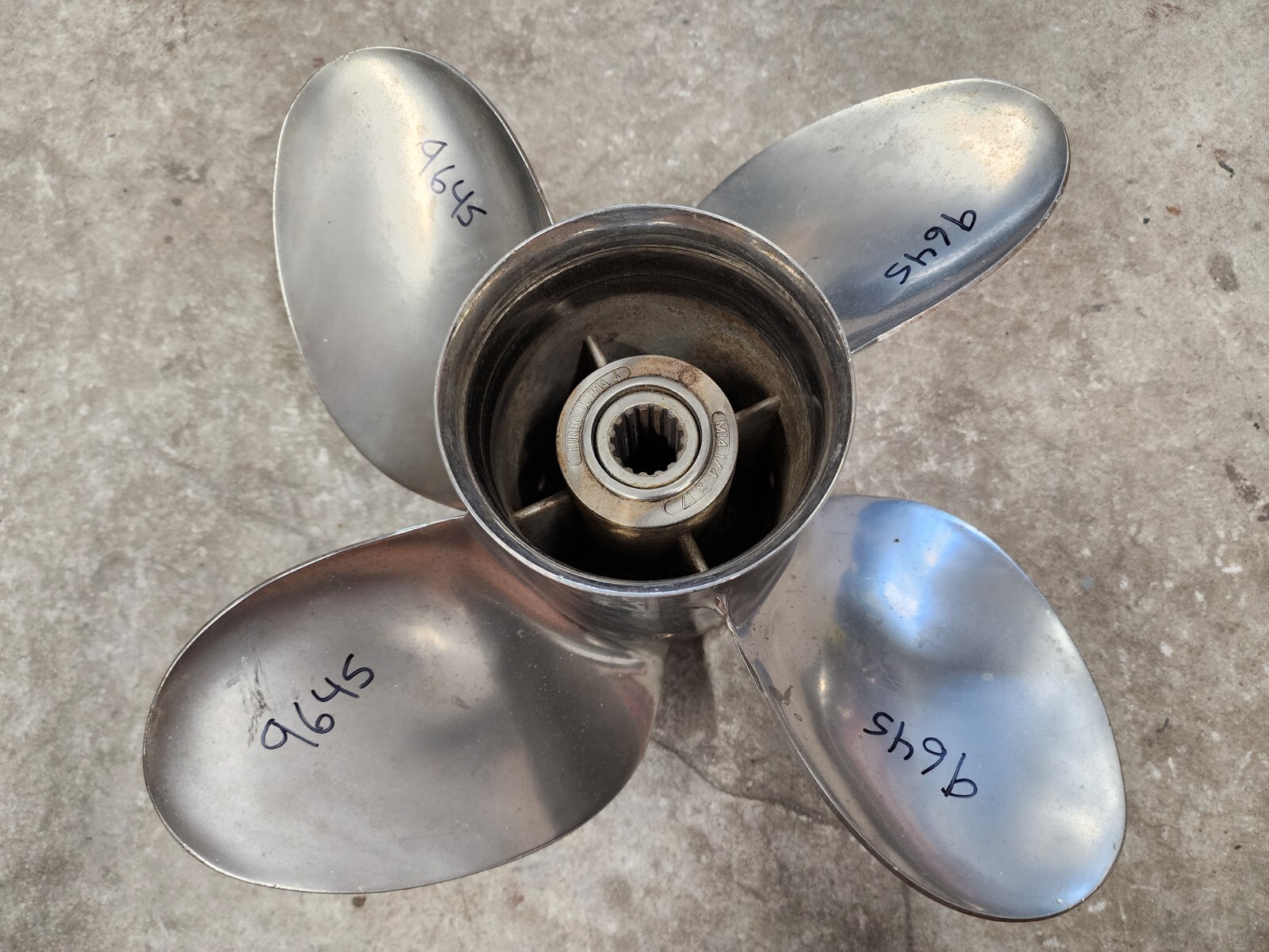 COUNTER ROTATING 4 BLADE 14 1/4" X 17P TURBO ULTIMA 4 SS PROP, MERCURY ...