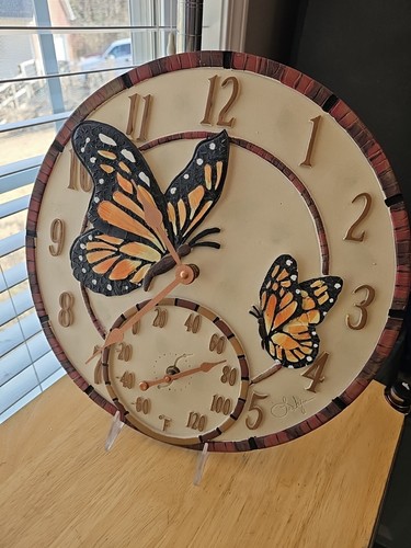 14" Springfield Poly Resin Butterfly Clock with Thermometer | eBay