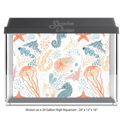 Colorful Sea Animal Polyester Fish Tank Glass Backdrop Aquarium ...