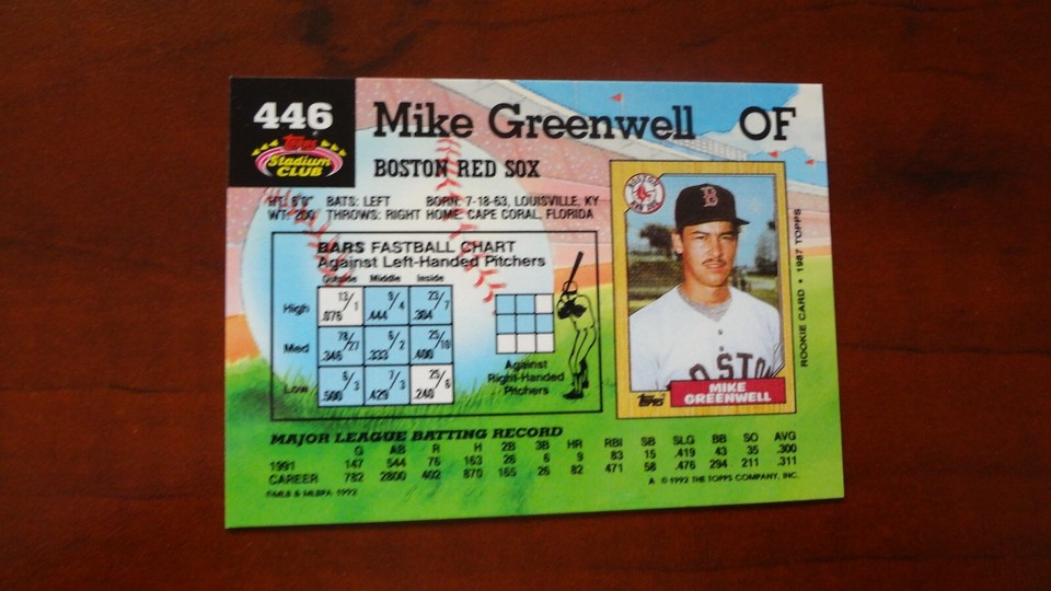 1992 TOPPS STADIUM CLUB # 446 MIKE GREENWELL BASEBALL CARD | eBay