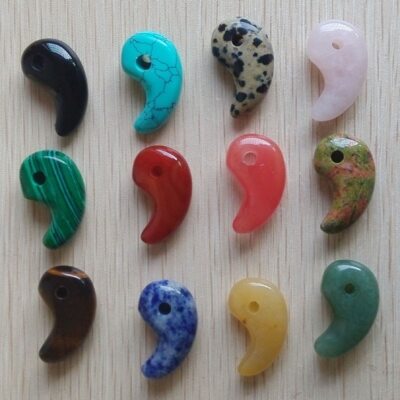 Natural Stone Cashew Comma Hook Pendants for DIY Jewelry Marking 12pcs ...