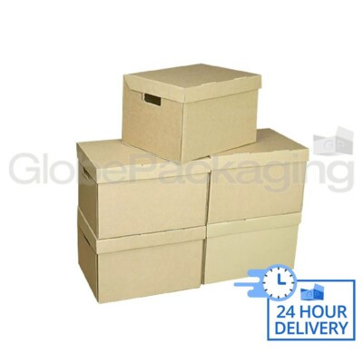50 x STRONG A4 FILING ARCHIVE STORAGE REMOVAL CARDBOARD BOXES WITH ...